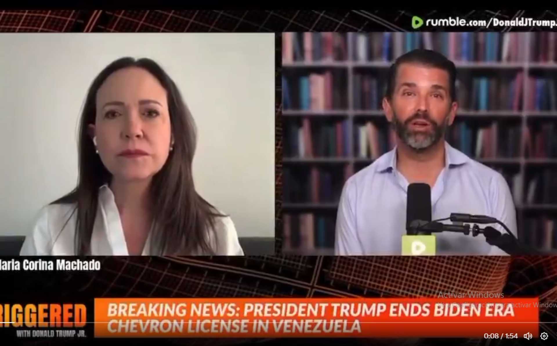 María Corina Machado y Donald Trump Jr. en entrevista